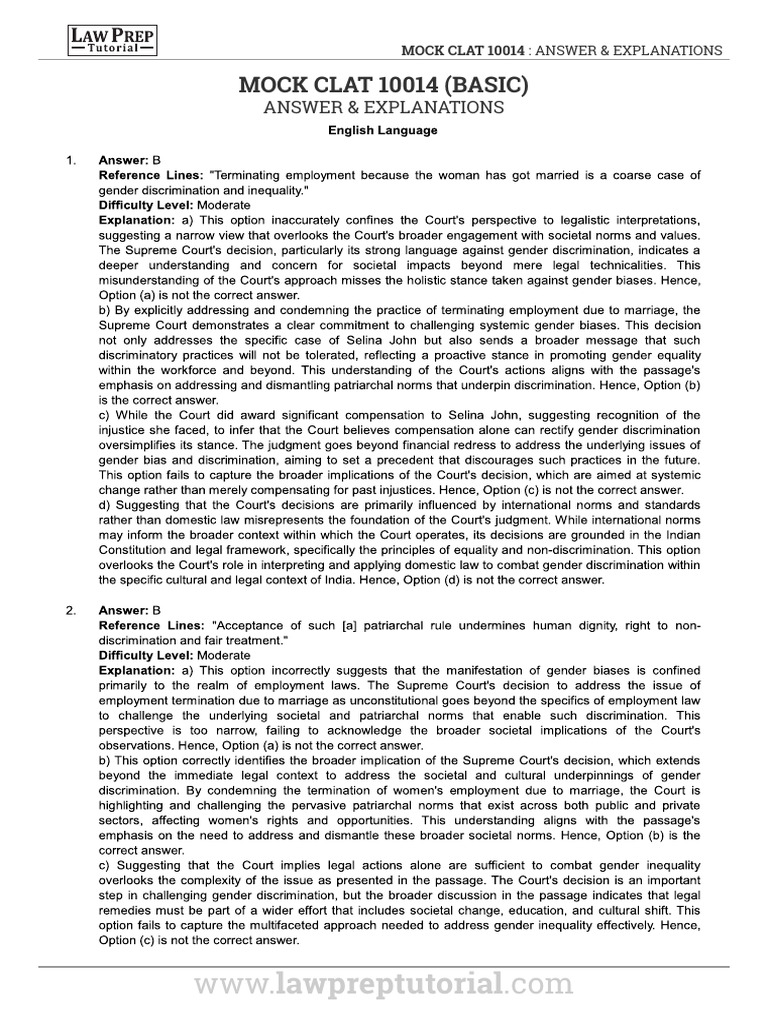 Mock 10014 Answers & Explanation | PDF