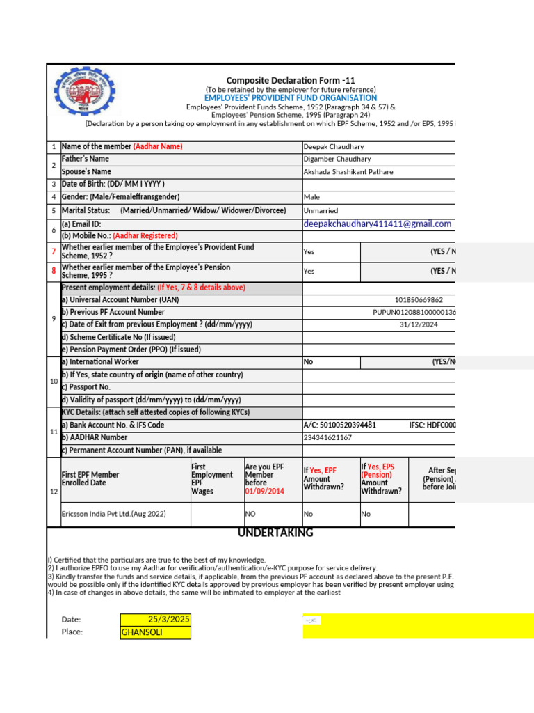 Form 11 (PF & Eps) | PDF | Access Control | Authentication