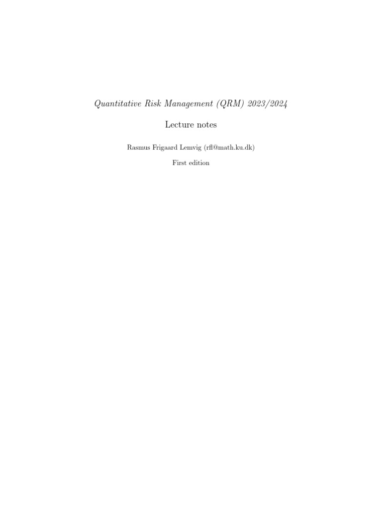Lecture Notes - Quantitative Risk Management | PDF | Greeks (Finance ...