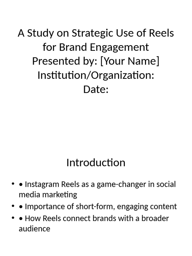 Strategic Instagram Reels for Brands | PDF