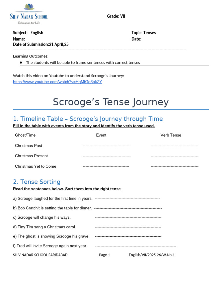 Tenses_Scrooge_Worksheet | PDF | Ebenezer Scrooge | A Christmas Carol