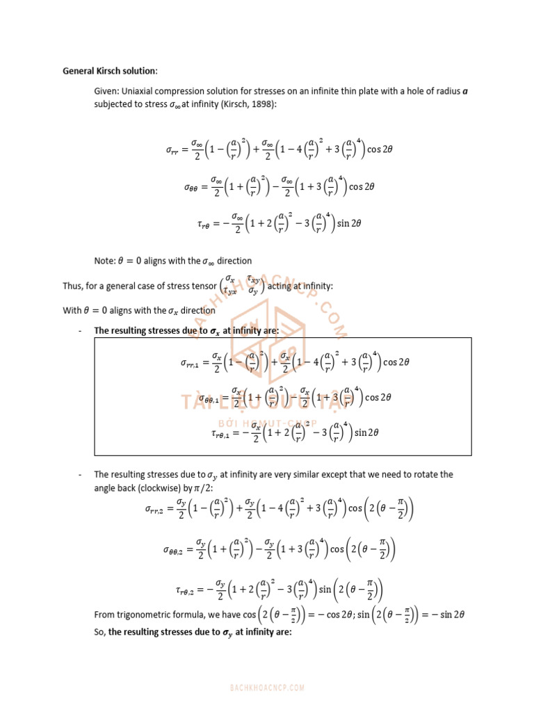 Step-by-Step Kirsch Solution Example | PDF | Stress (Mechanics ...