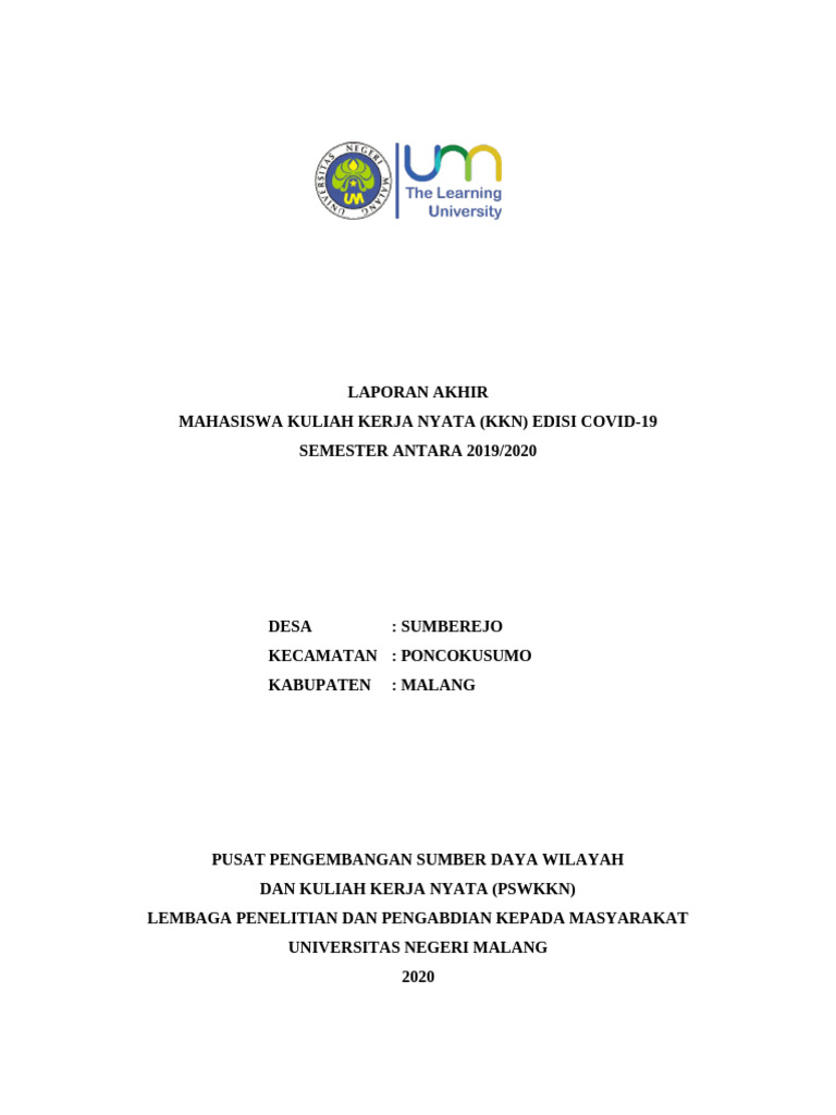 LPJ Program Kerja Pengembangan Web KKN Desa Sumberejo 2020 | PDF