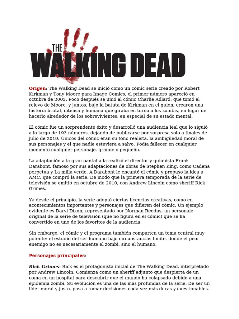 Trabajo TWD | PDF | Rick Grimes | The Walking Dead (Serie de TV)