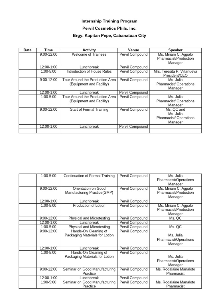 Internship Training Program 2023 Pdf
