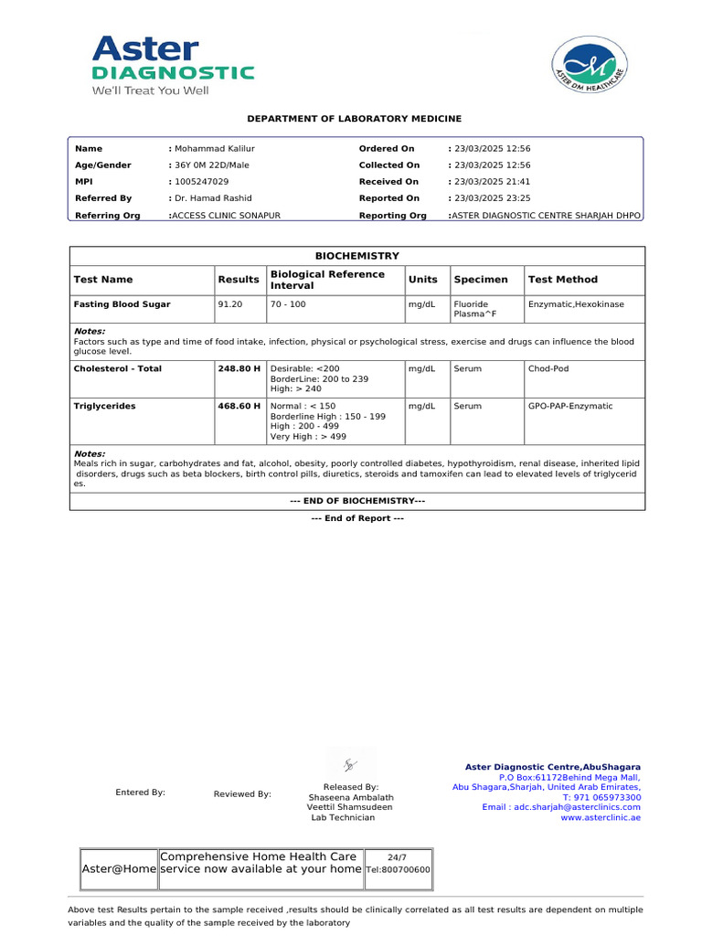 Lab Report 22844026 20250324043556 | PDF | Medical Specialties ...