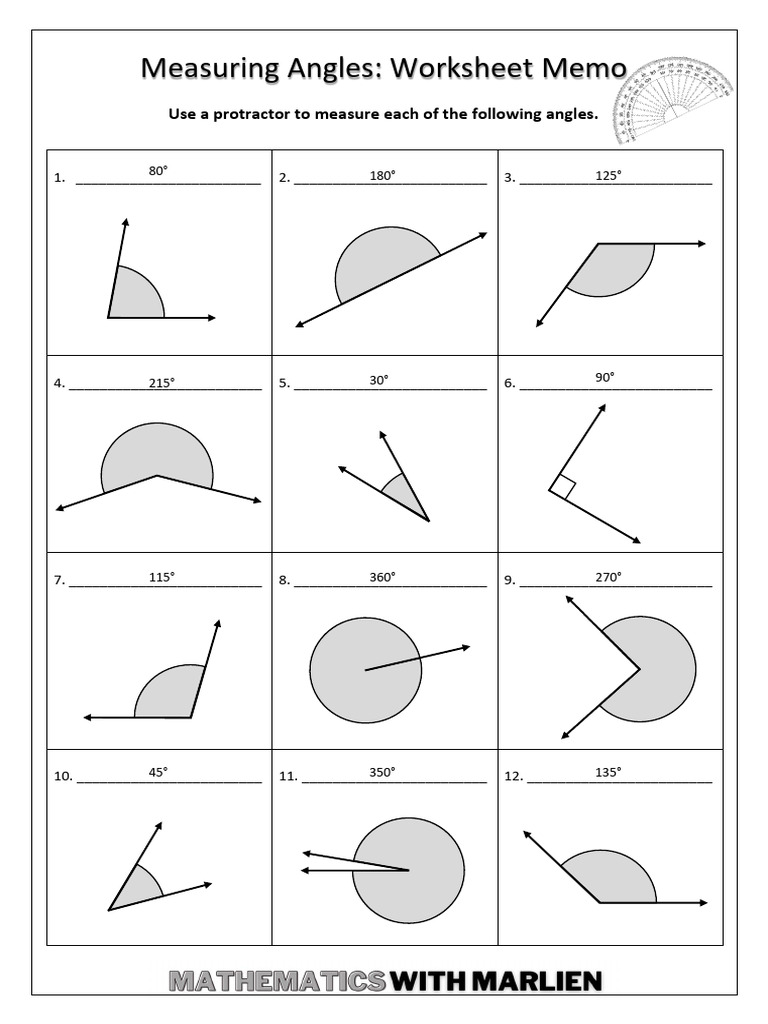 (PDF) Worksheet Memo - Measuring Angles | PDF