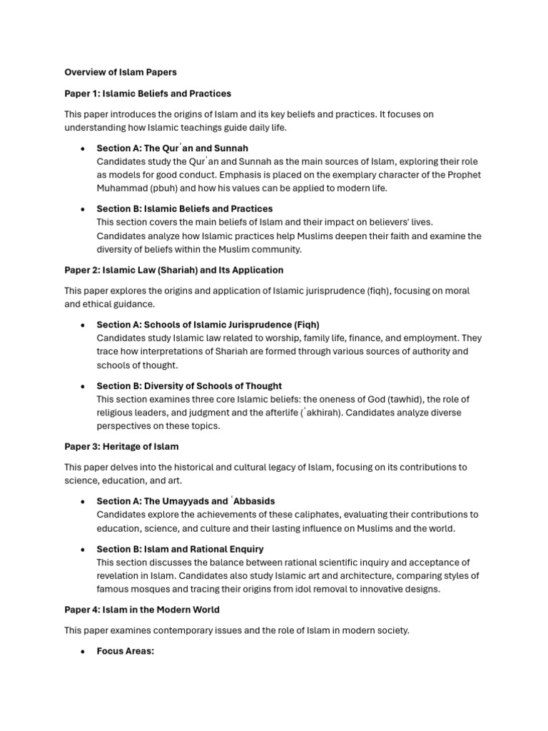 Overview of Islamic Beliefs and Practices | PDF | Sharia | Quran