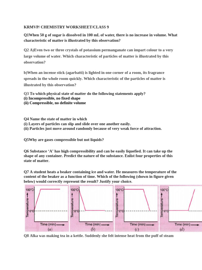 Class 9 Matter Worksheet Insights | PDF