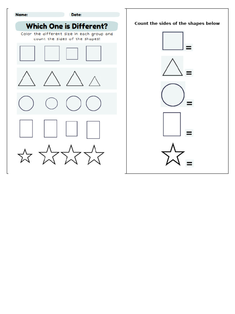 Count The Sides of The Shapes Below | PDF