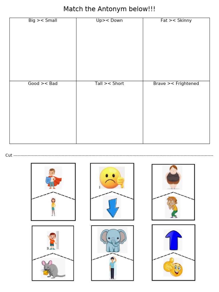 Match The Antonym Below | PDF