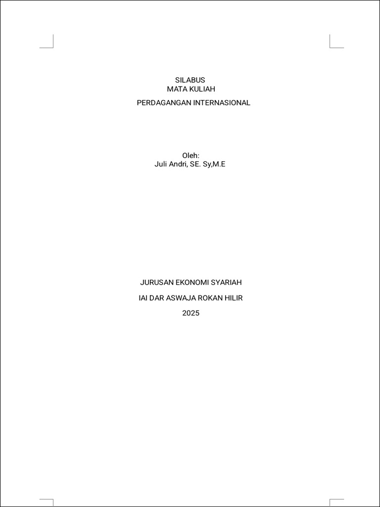 Silabus Perdagangan Internasional | PDF