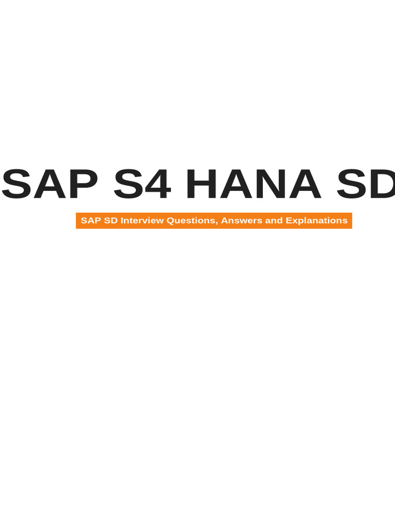 SAP S4 HANA SD Interview Questions | PDF | Invoice | Receipt