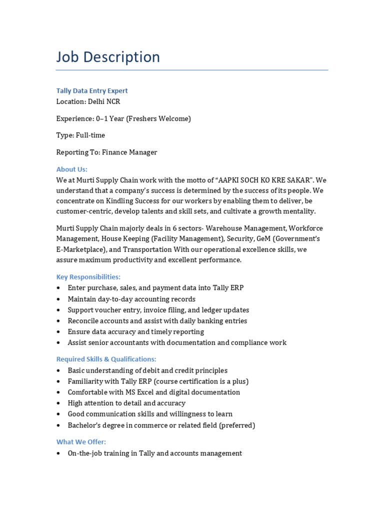 Jd for Tally Expert | PDF