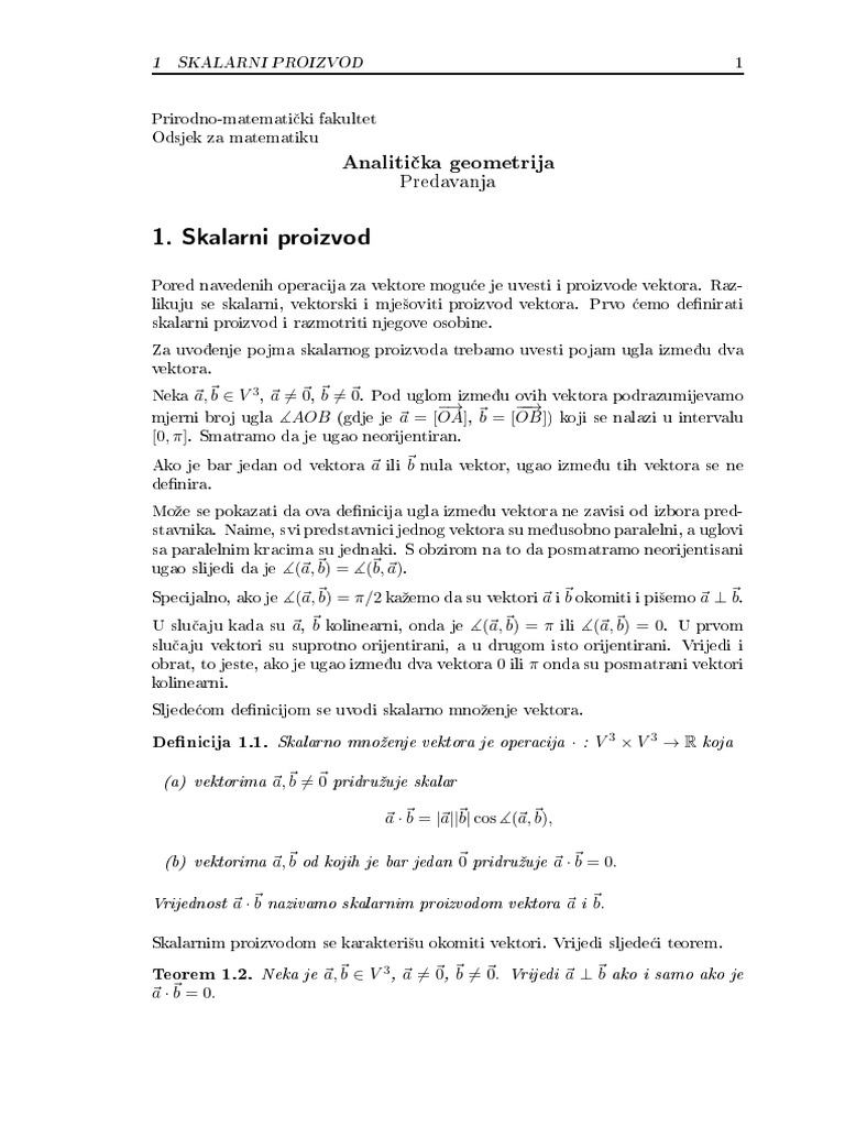 P6 Skalarni, Vektorski Proizvod | PDF