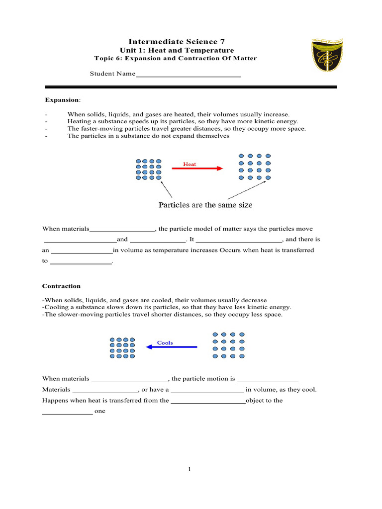 Expansion and Contraction of Matter | PDF | Thermal Expansion | Gases