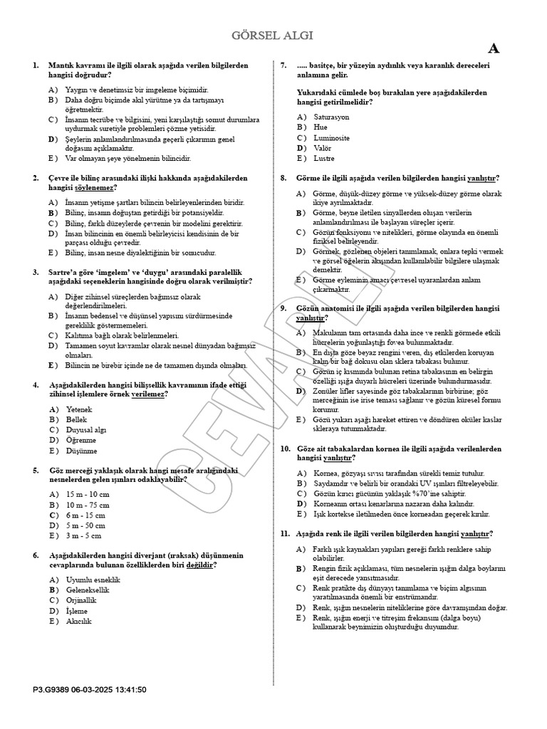 GÖRSEL ALGI VİZE | PDF