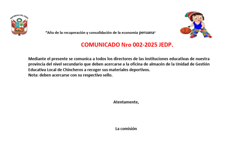 Comunicado Nro 002-2025-Jedp | PDF