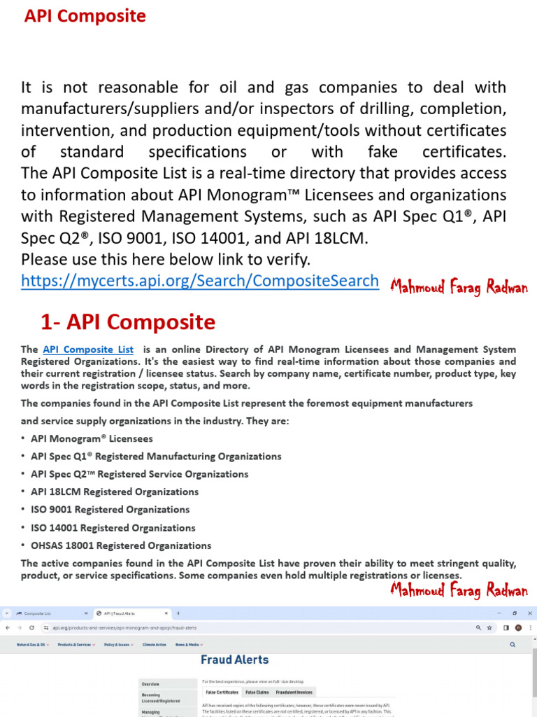 API Composite List and Inspector Status Verification | PDF