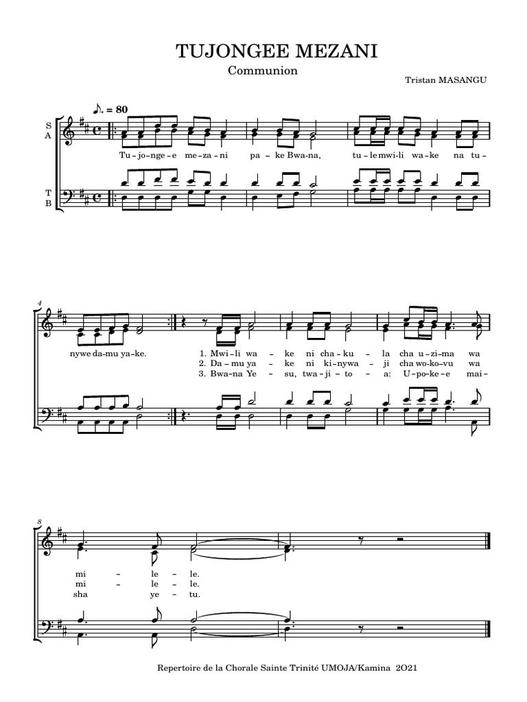 Tujongee Mezani Communion by Tristan ML | PDF