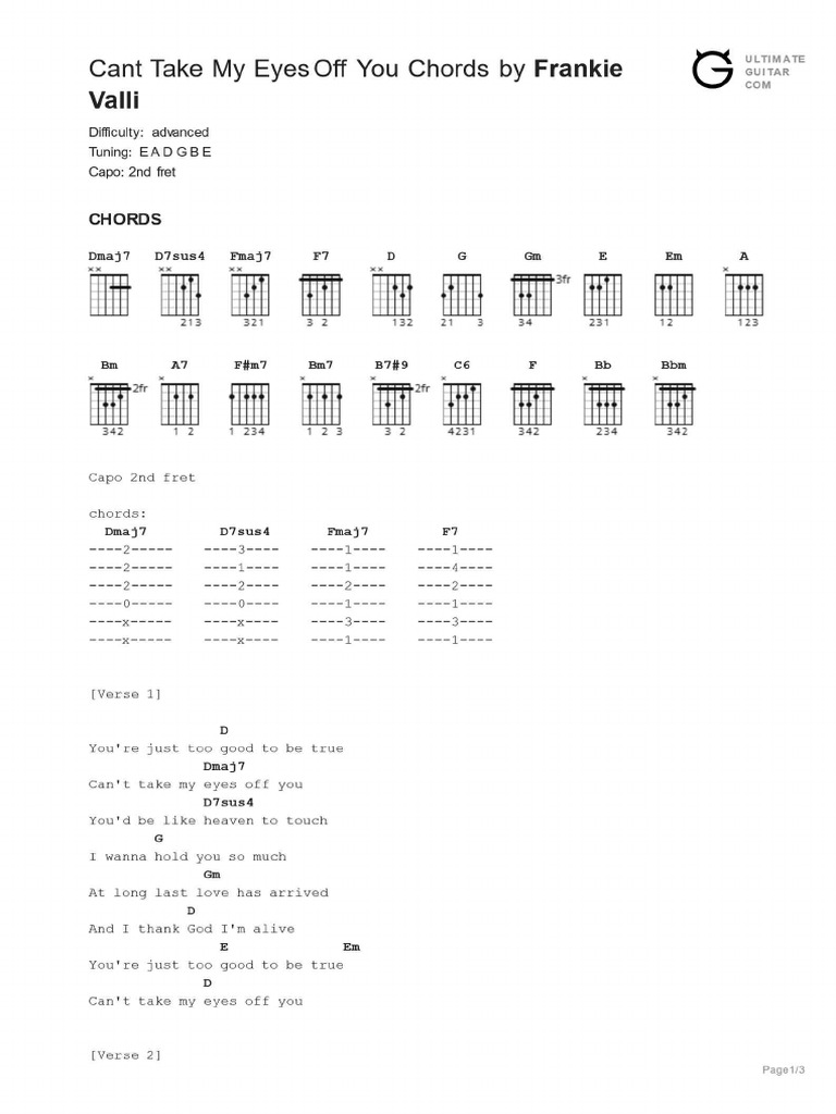 Cant Take My Eyes Off You Chords | PDF