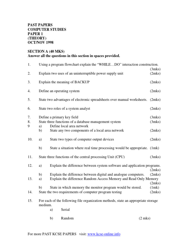 1996 2009 Computer Studies | PDF | Computer Data Storage | Spreadsheet