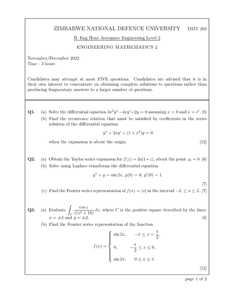 DMT 203 Exam Question Paper | PDF | Mathematical Relations | Mathematics