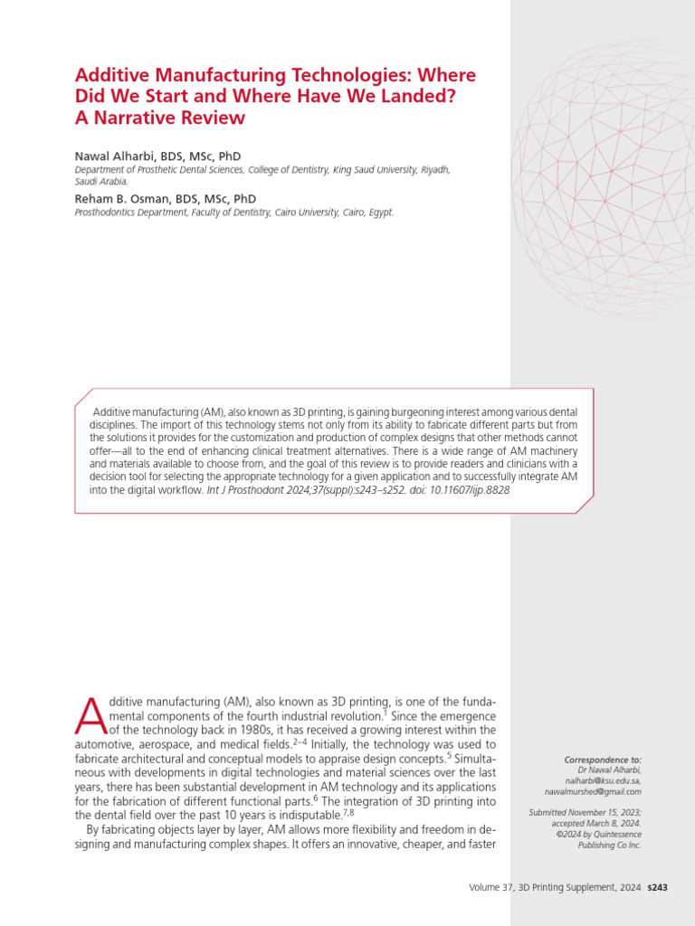 Alharbi 2024 - Additive Manufacturing Technologies | PDF | 3 D Printing | Secondary Sector Of ...