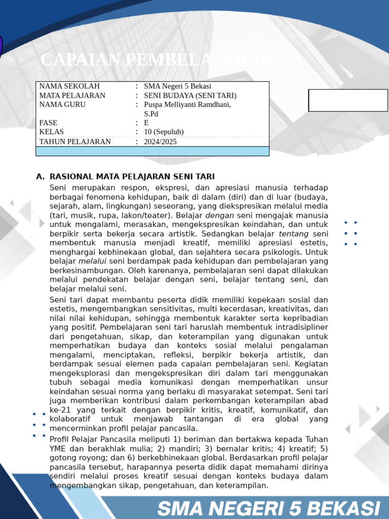 Format CP SENI BUDAYA (SENI TARI) | PDF