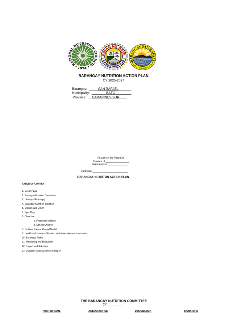 Barangay Nutrition Action Plan 2025-2027 | PDF | Breastfeeding ...