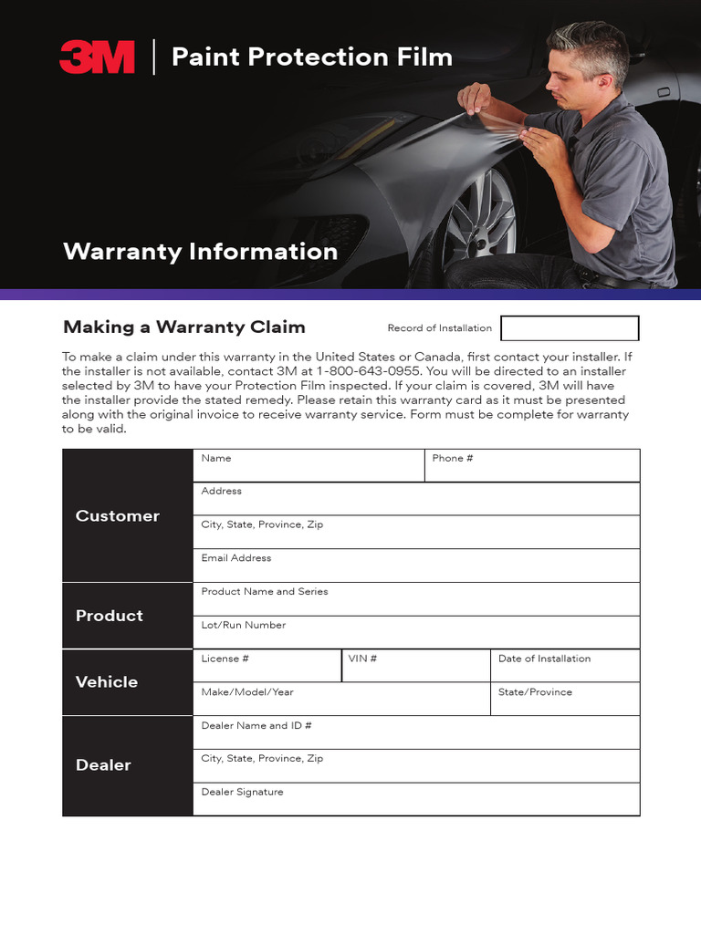 3M Paint Protection Film Warranty Guide | PDF | Legal Liability ...