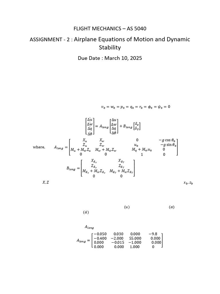 AS5040 - Assignment 2 - Eqns Motion - Dyn Stability | PDF | Mechanics | Applied And ...
