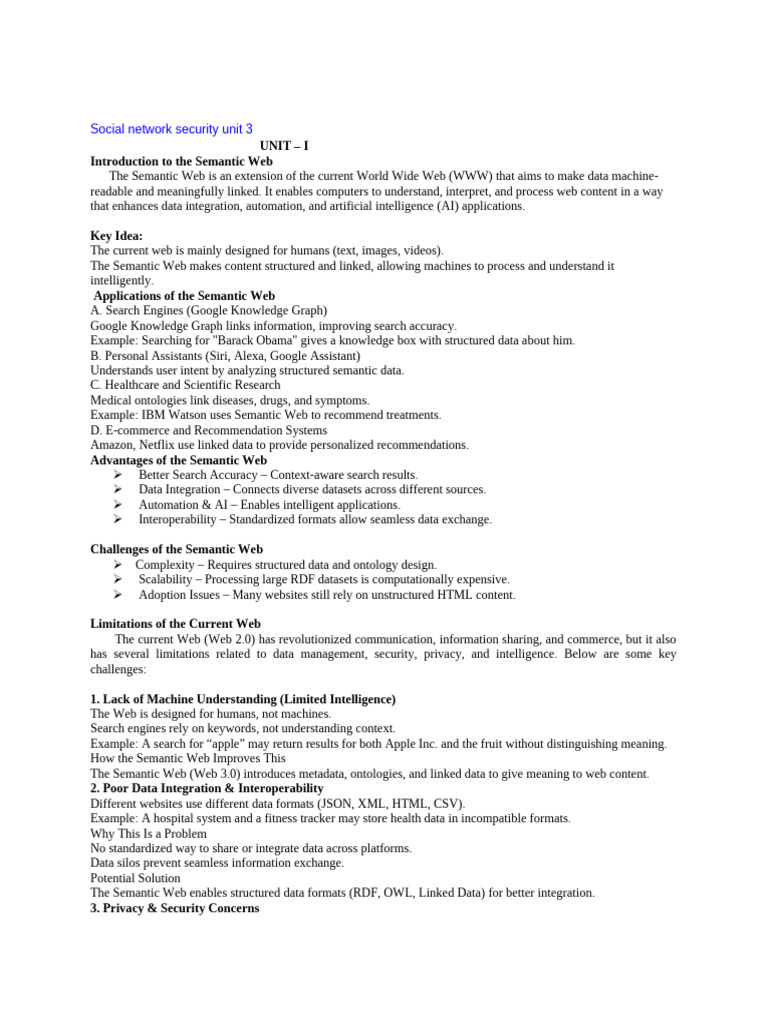 Social Network Security Unit 1 | PDF | Semantic Web | World Wide Web