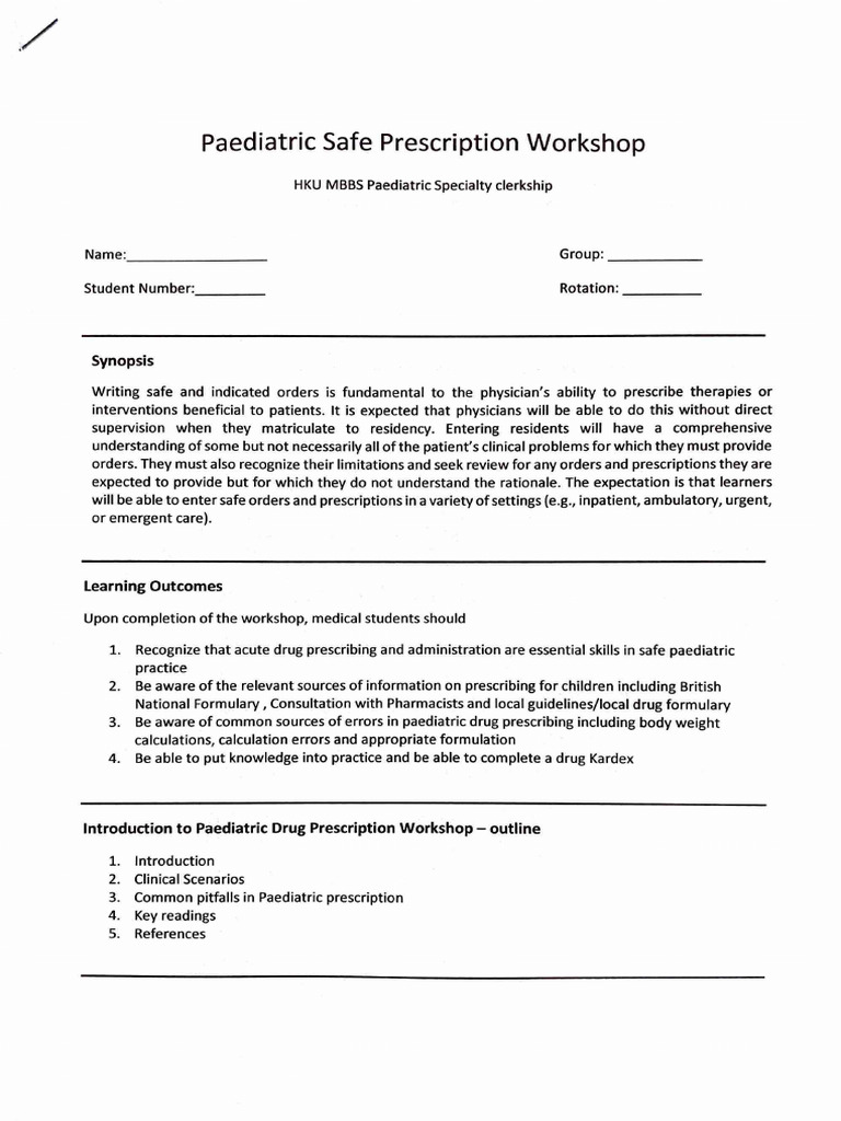 Paediatrics Paediatrics Workshop | PDF