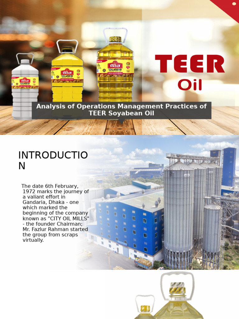 Analysis of Operations Management Practices of TEER Soyabean Oil | PDF