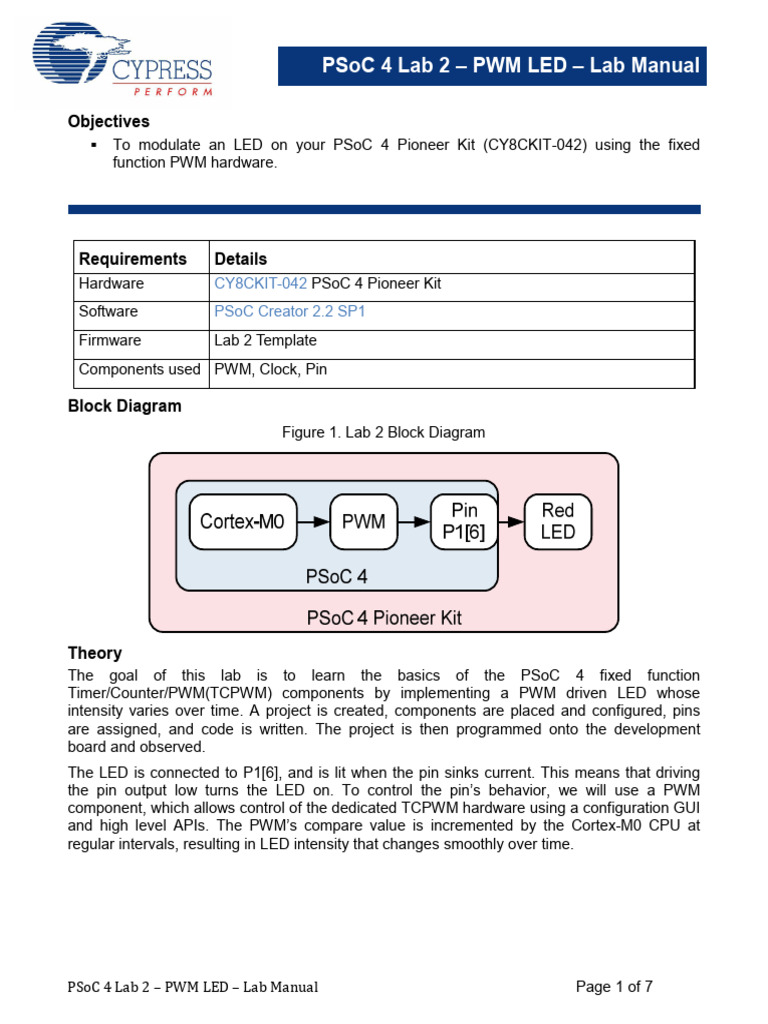 PSoC 4 Lab 2 - PWM LED - Lab Manual | PDF | Computer Engineering ...