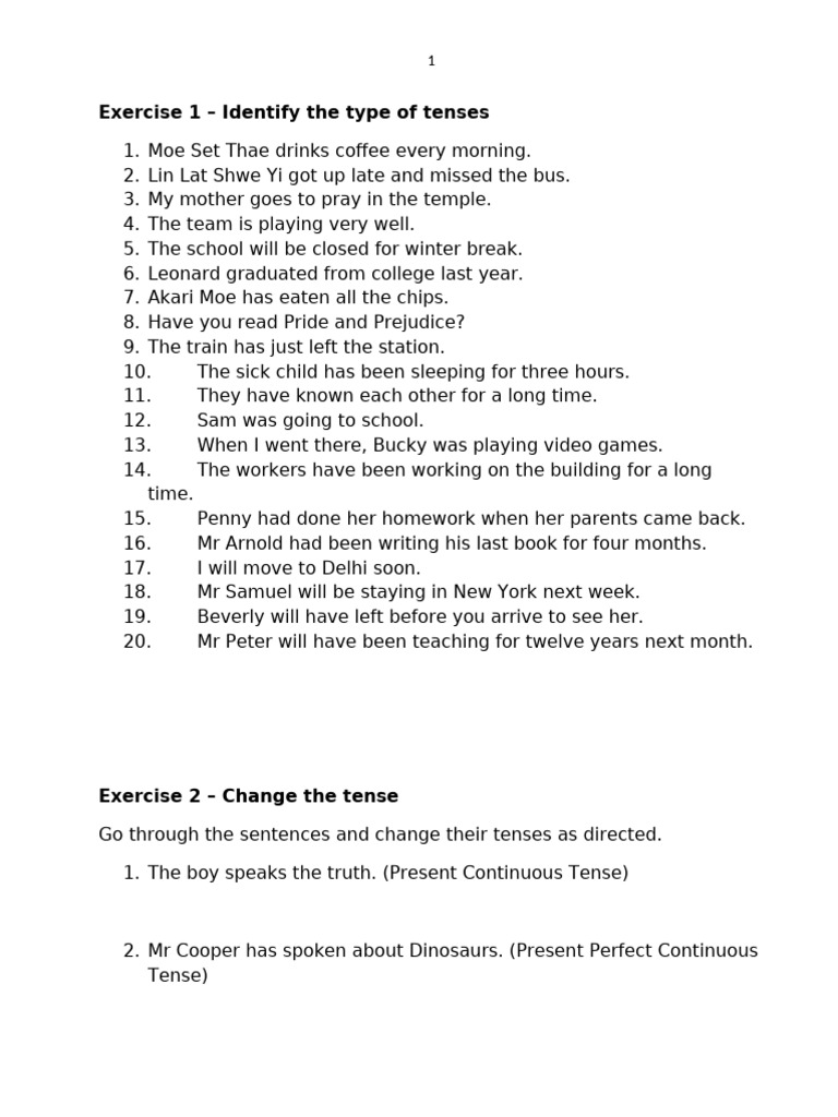 Grammar Exercise 1 | PDF