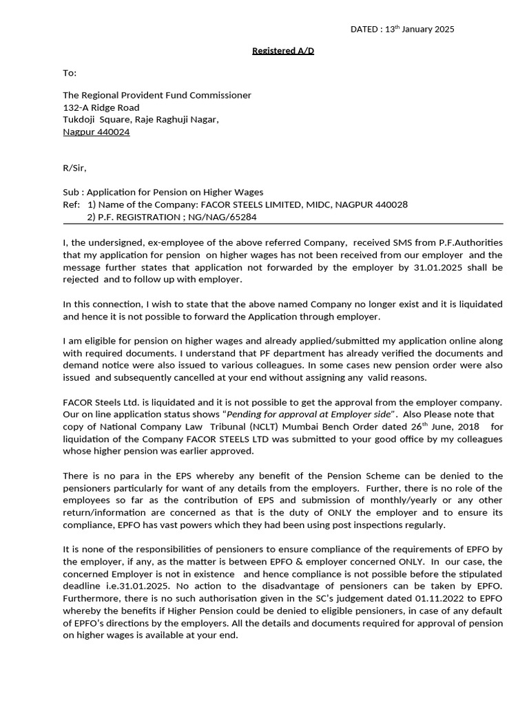 Higher Pension Application-Individual2 | PDF | Employment | Government