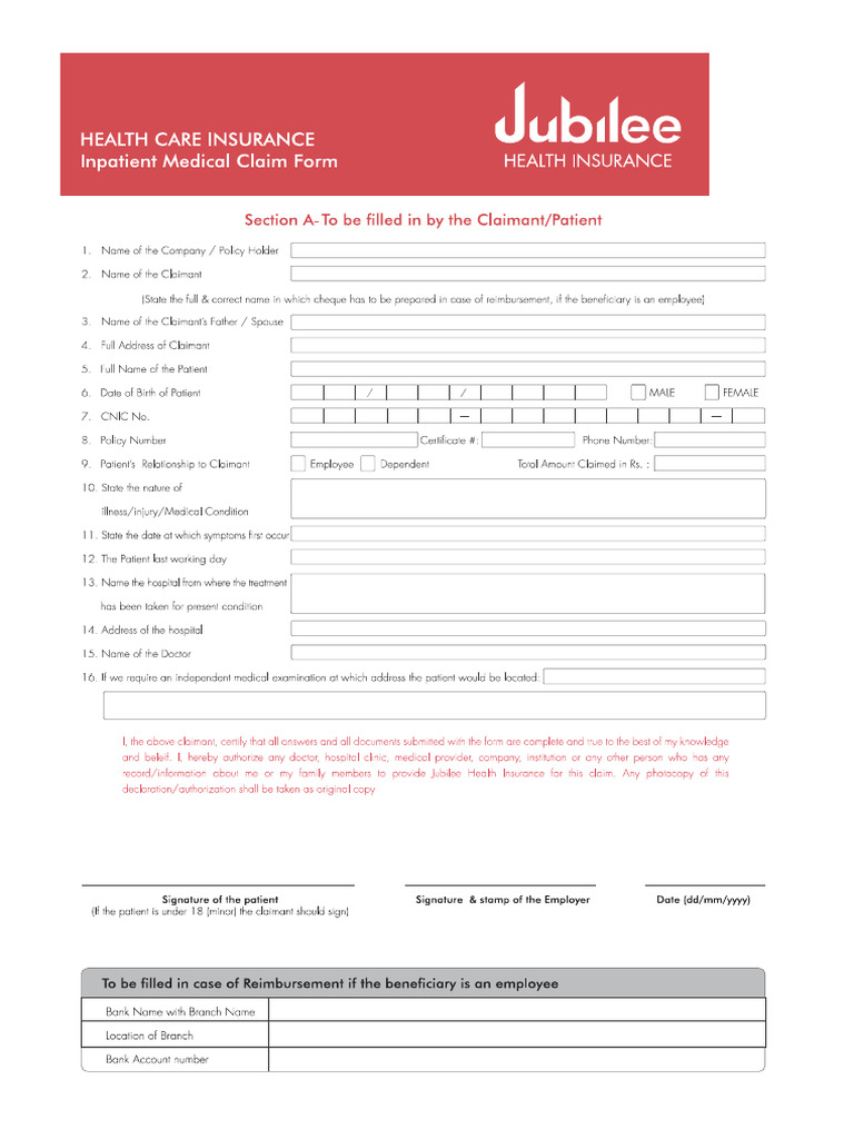 Inpatient Claim Form | PDF