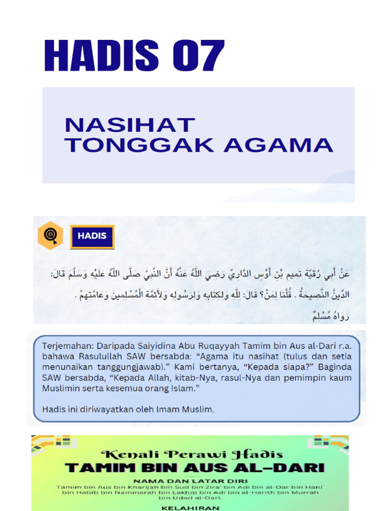 Nota Pembentangan Hadis 40 Hadis | PDF