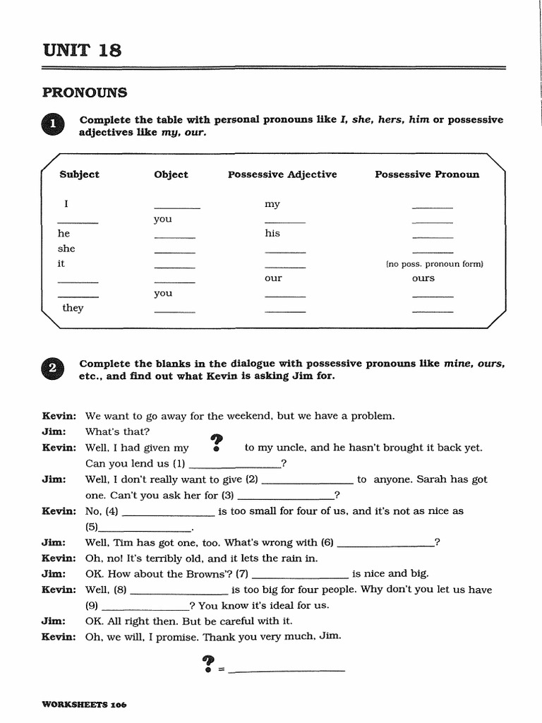 11 D Pronouns Worksheet | PDF