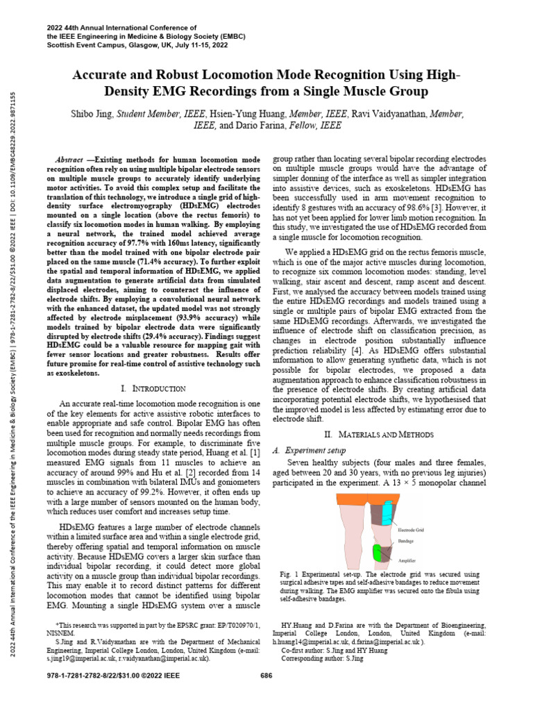 Accurate and Robust Locomotion Mode Recognition Using High-Density EMG Recordings From A Single ...