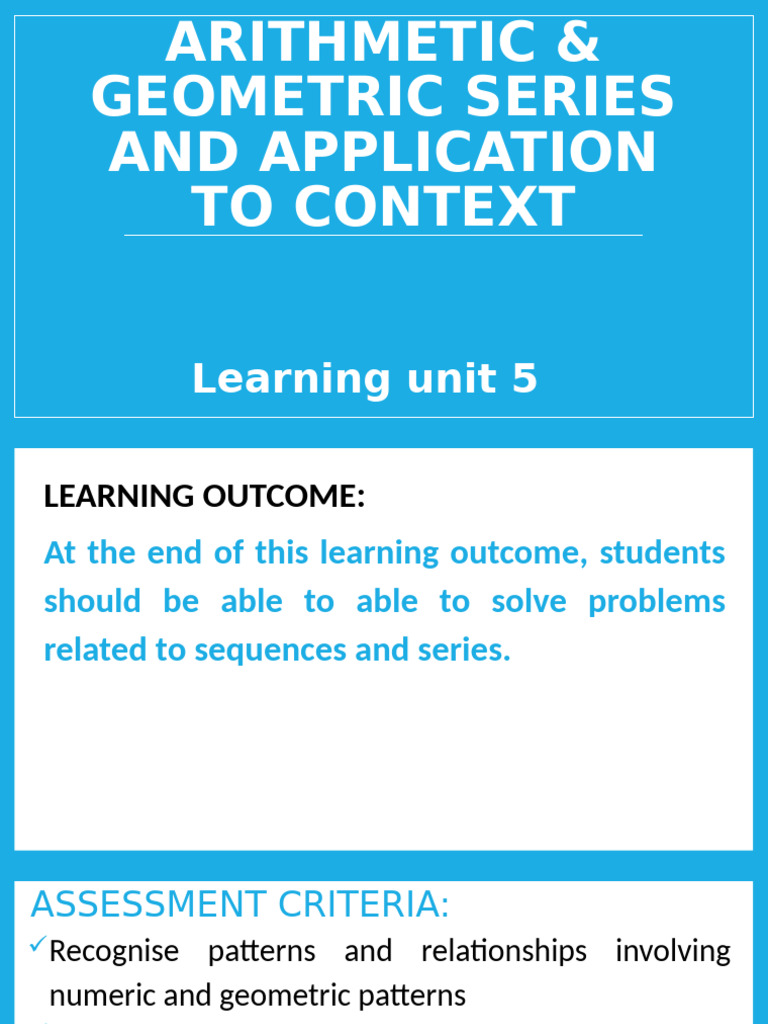 Arithmetic Geometric Series and Application To Context | PDF | Sequence ...