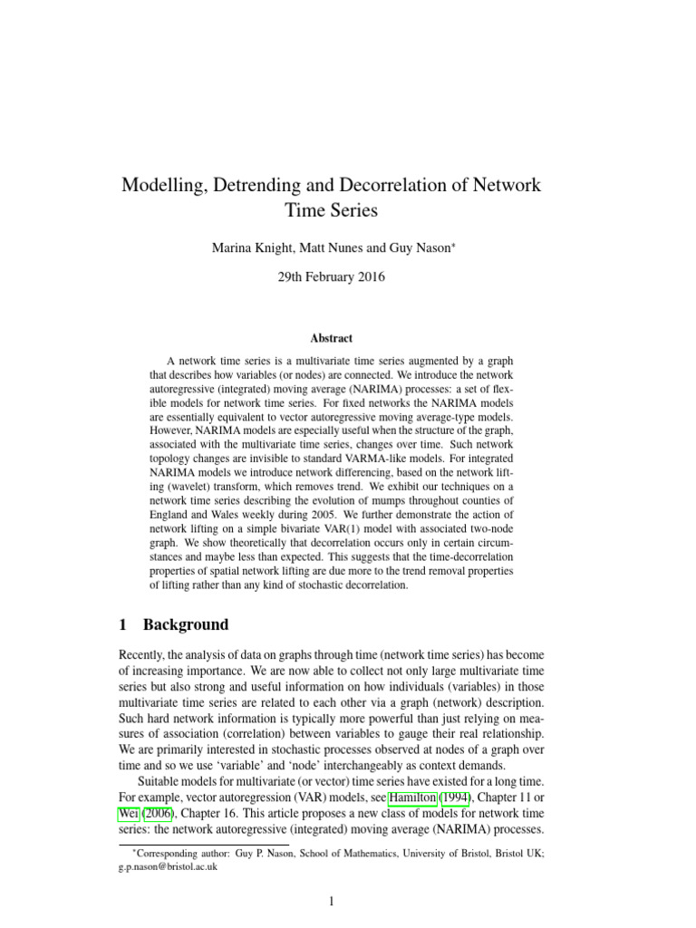 Modelling, Detrending and Decorrelation of Network | PDF | Time Series ...