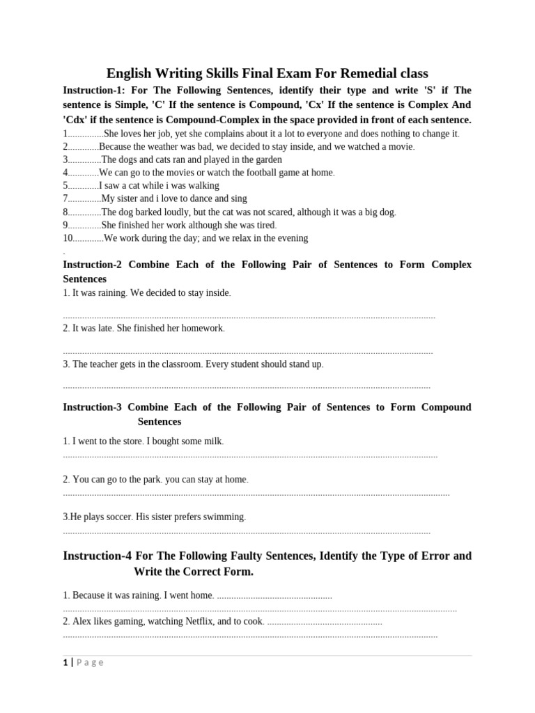 Final Exam For Remedial | PDF