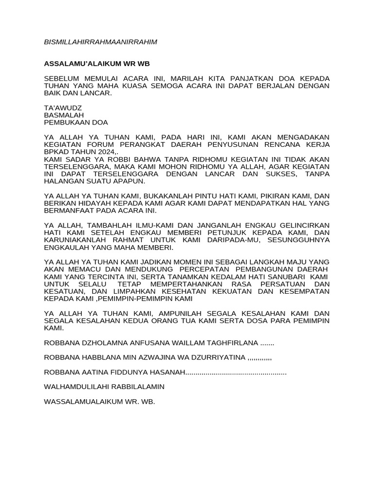 Doa Pembukaan | PDF
