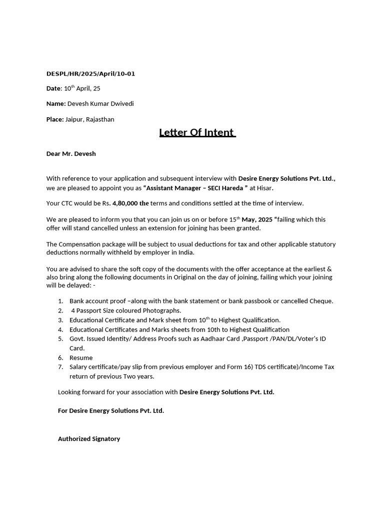 LOI Format | PDF | Government Finances | Taxes