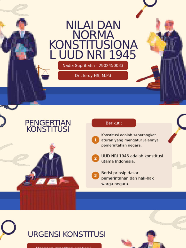 PPKN Nadia Suprihatin - (Nilai & Norma Konstitusional UUD NRI 45) | PDF