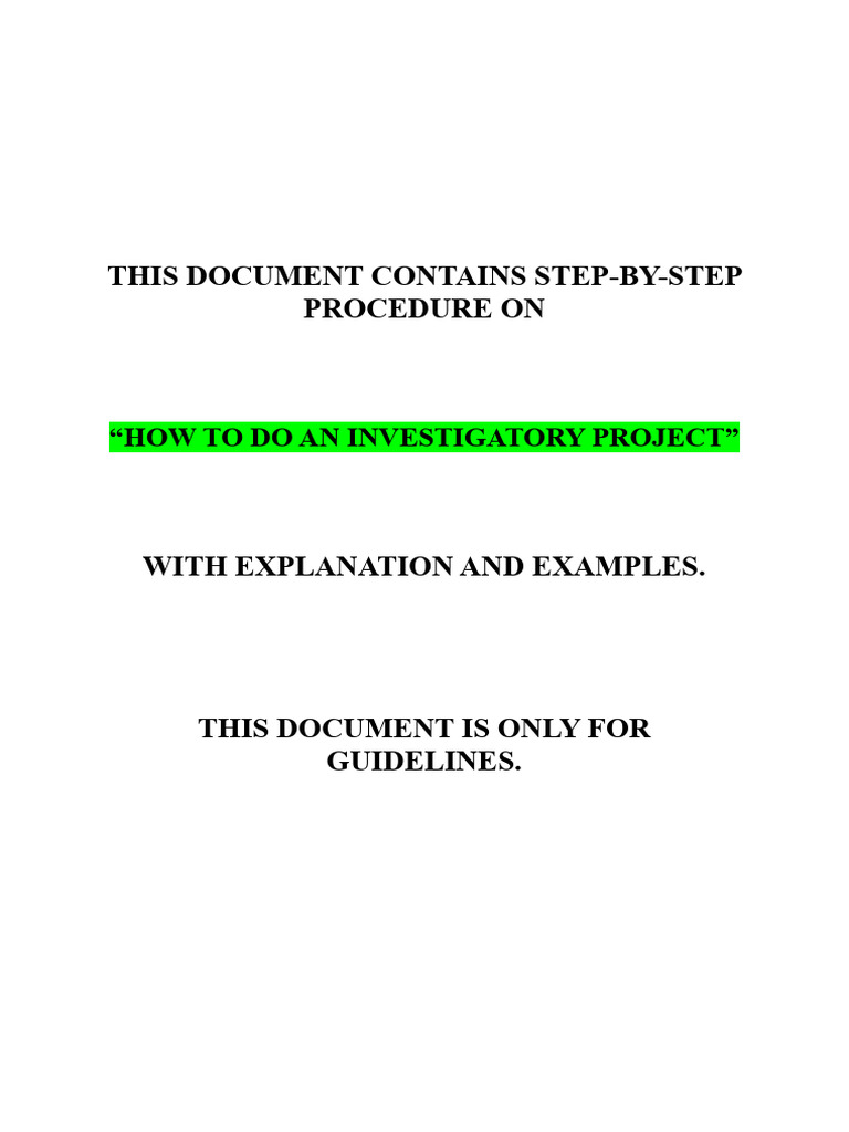 Investigatory Project-A Step - by - Step Explanation | PDF | Phobia | Fear