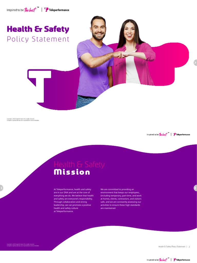 Teleperformance Health Safety Policy Statement 2023 | PDF ...